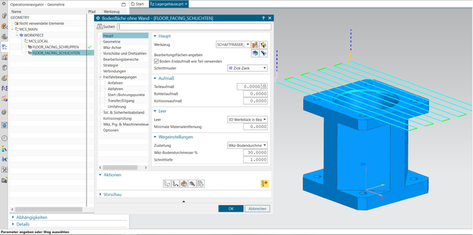 Aufbau einer Planbearbeitung im CAM-Modul